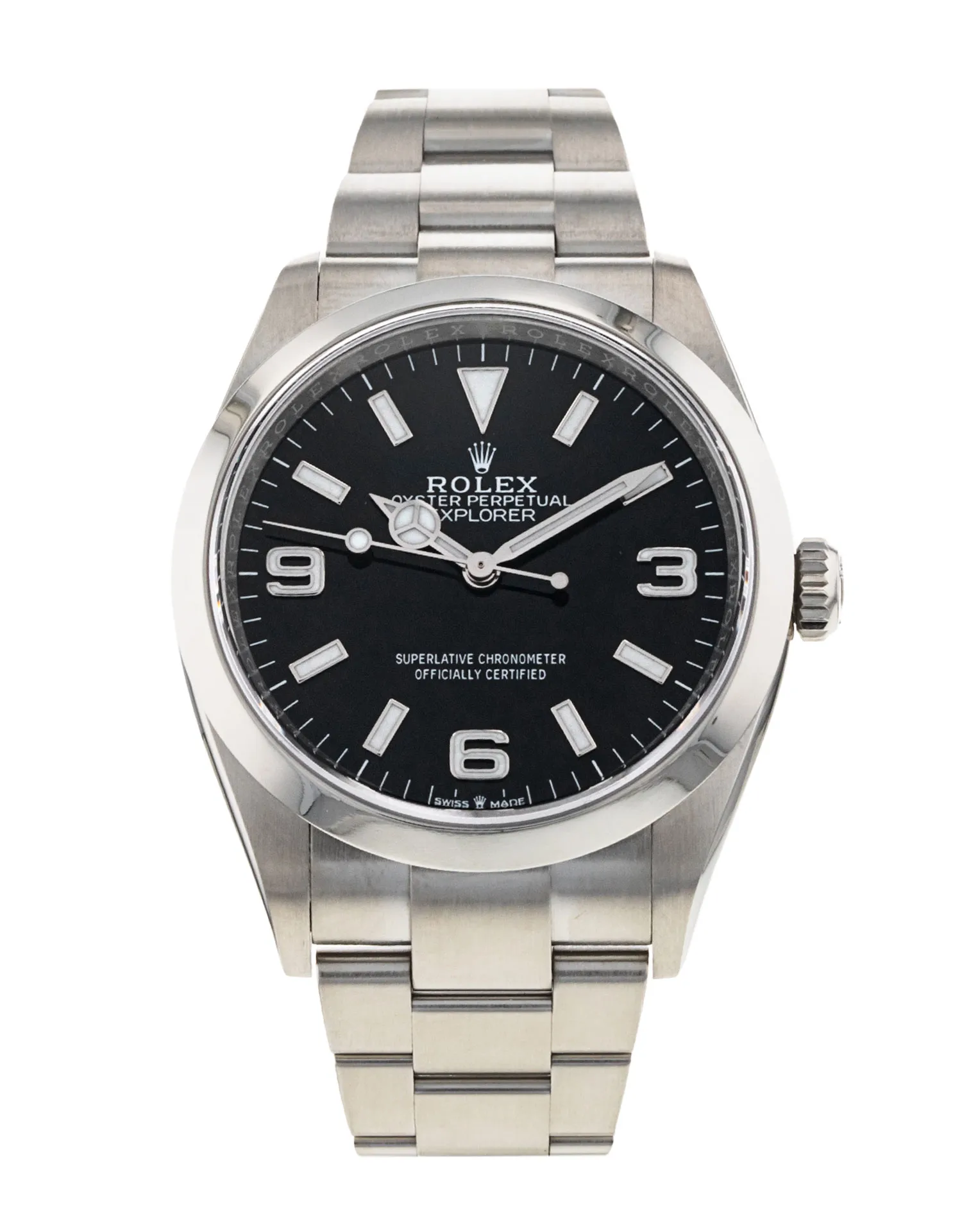 Rolex Explorer - Black Quarter Arabic Dial & Bracelet Strap